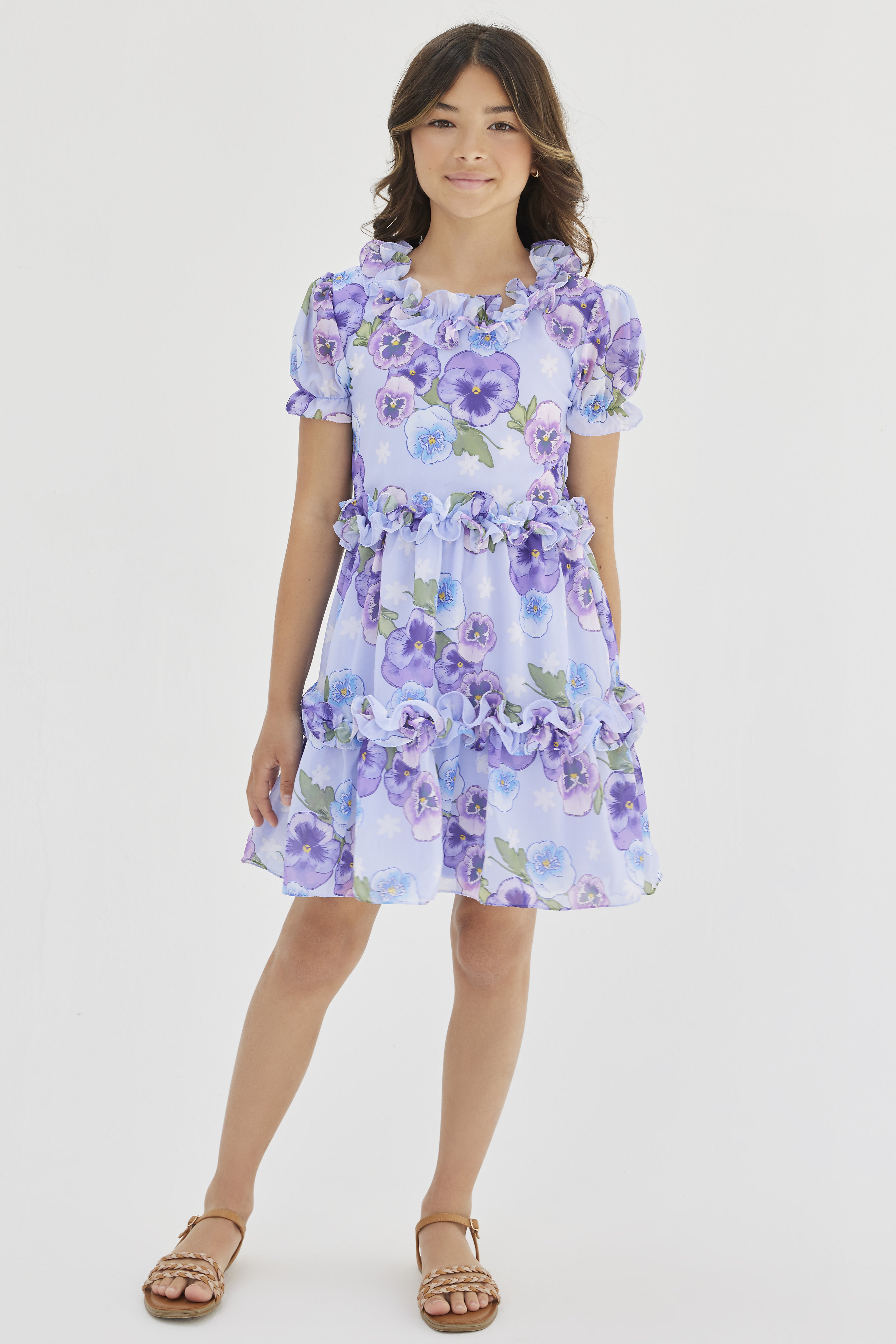 Girls' Purple Printed Viola and Lilac Dress – Sasha+Z – SashaandZ