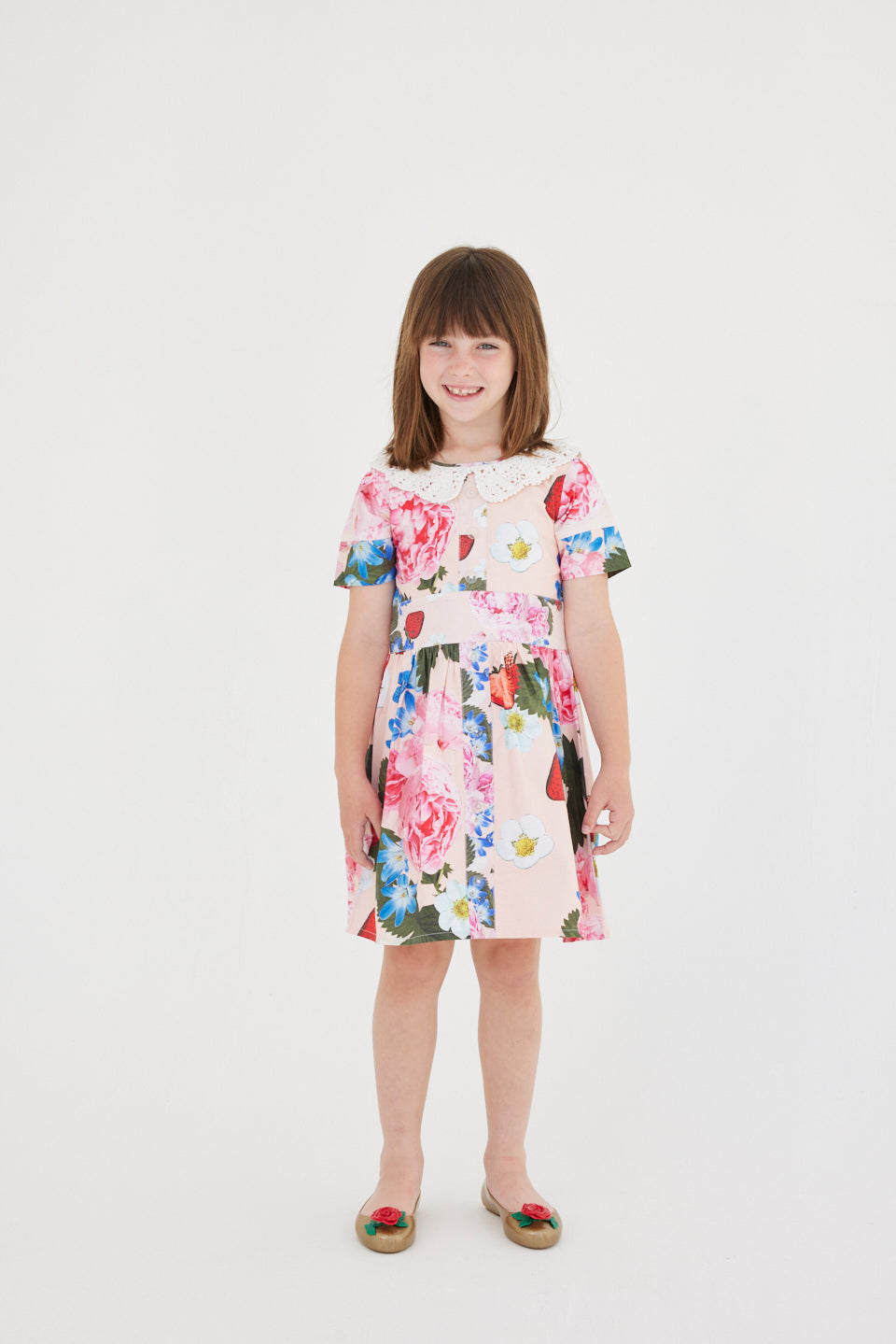 Girls' Strawberry & Peonies Printed Dress – Sasha+Z – SashaandZ