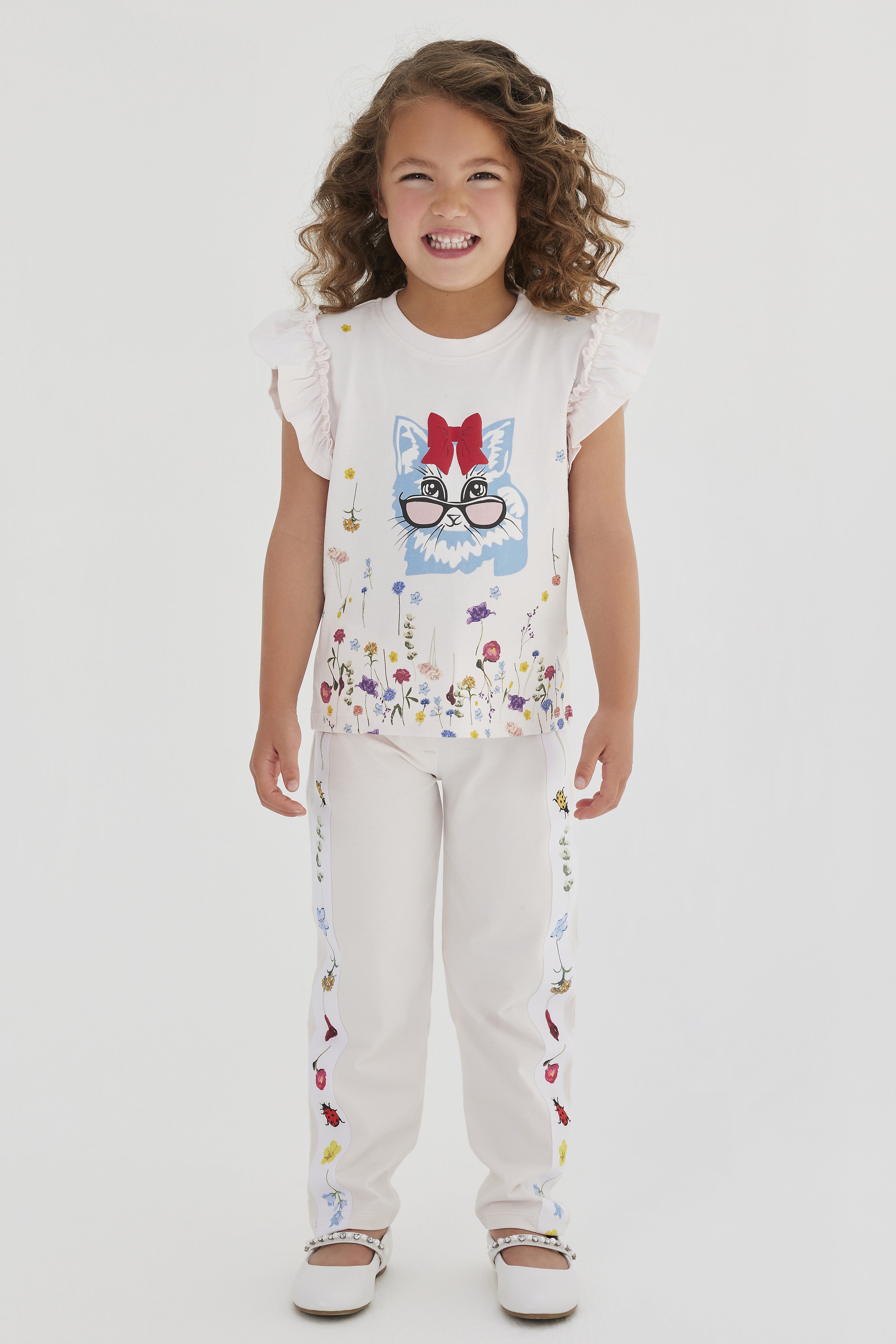 Girls' Charming Floral Tapered White Pants – Sasha+Z – SashaandZ